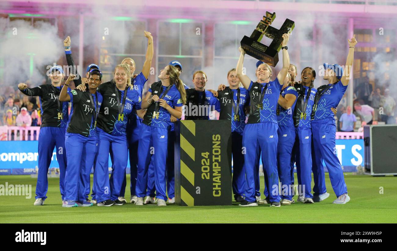 London, England, August 18 2024: Players of London Spirit celebrate ...