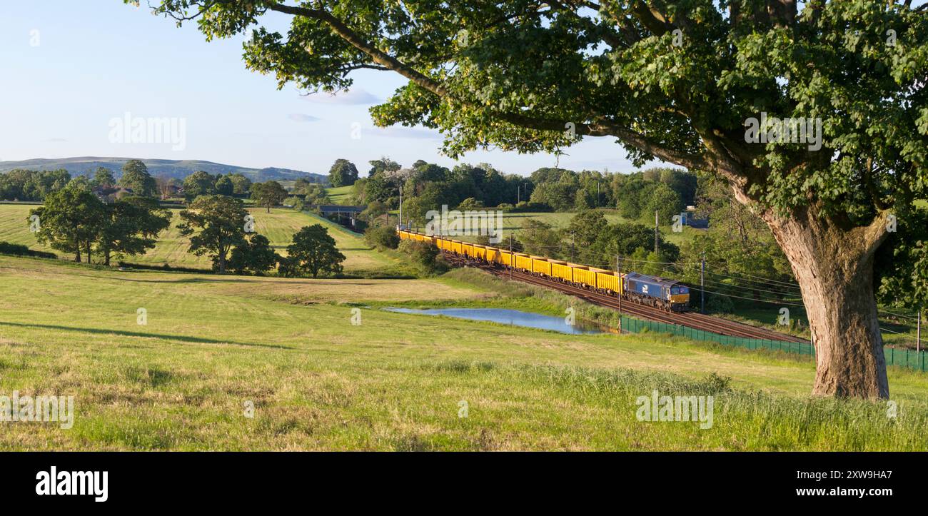 DRS class 66 diesel locomotive on the west coast mainline hauling a ...
