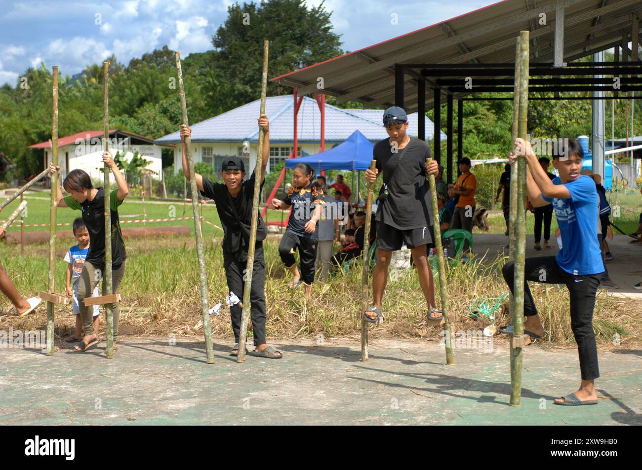 Stilt races ar local festival, Bongkud, Ranau, Sabah, Malaysia Stock ...