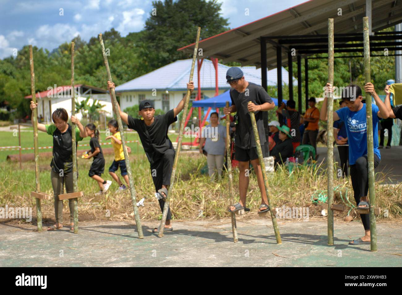 Stilt races ar local festival, Bongkud, Ranau, Sabah, Malaysia Stock ...