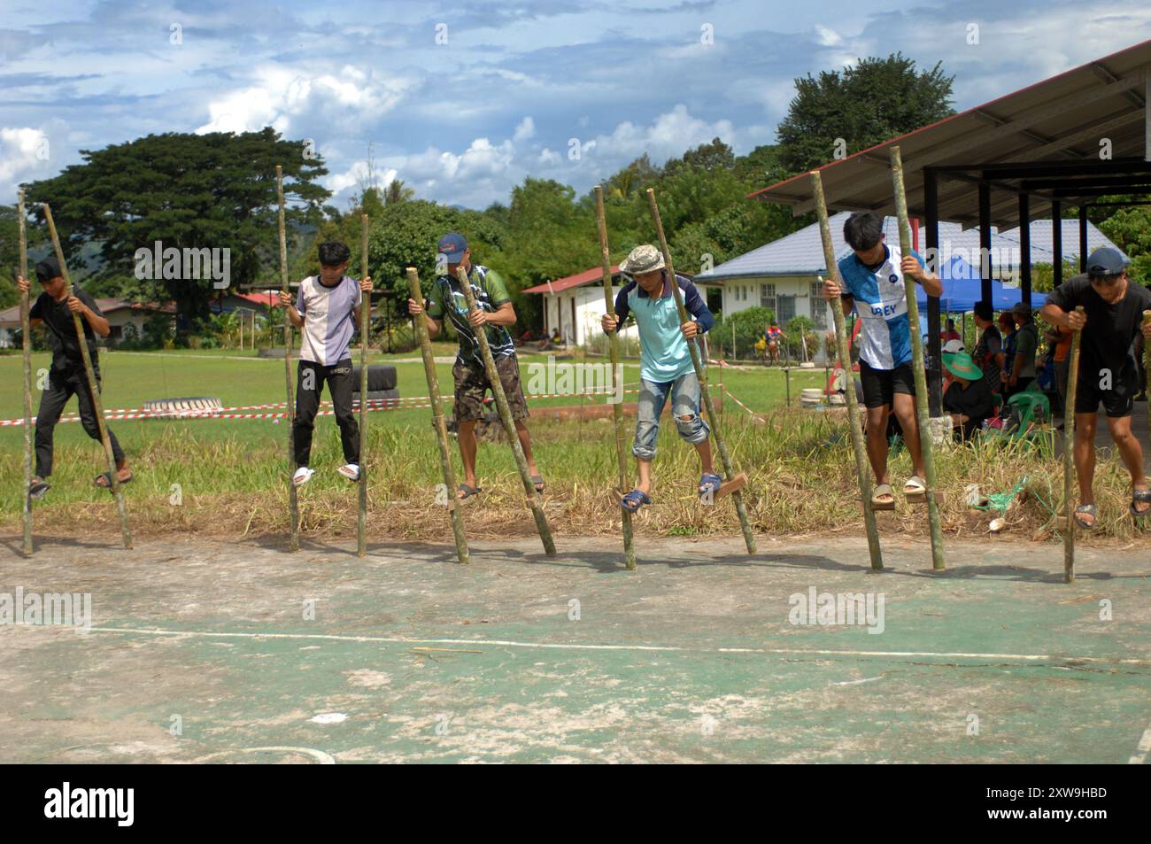 Stilt races ar local festival, Bongkud, Ranau, Sabah, Malaysia Stock ...