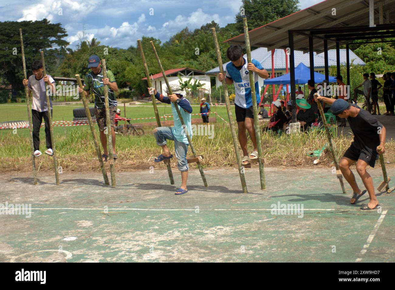 Stilt races ar local festival, Bongkud, Ranau, Sabah, Malaysia Stock ...