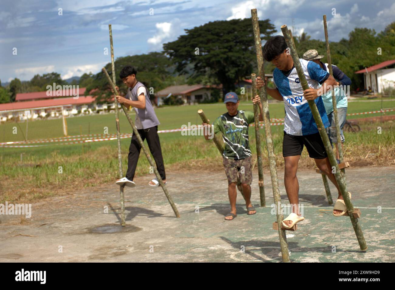 Stilt races ar local festival, Bongkud, Ranau, Sabah, Malaysia Stock ...