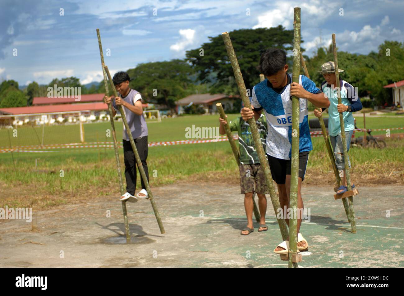 Stilt races ar local festival, Bongkud, Ranau, Sabah, Malaysia Stock ...