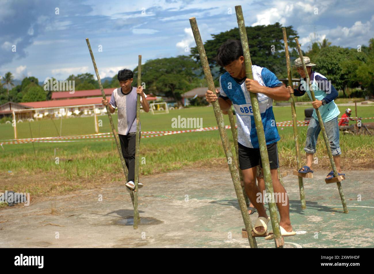 Stilt races ar local festival, Bongkud, Ranau, Sabah, Malaysia Stock ...