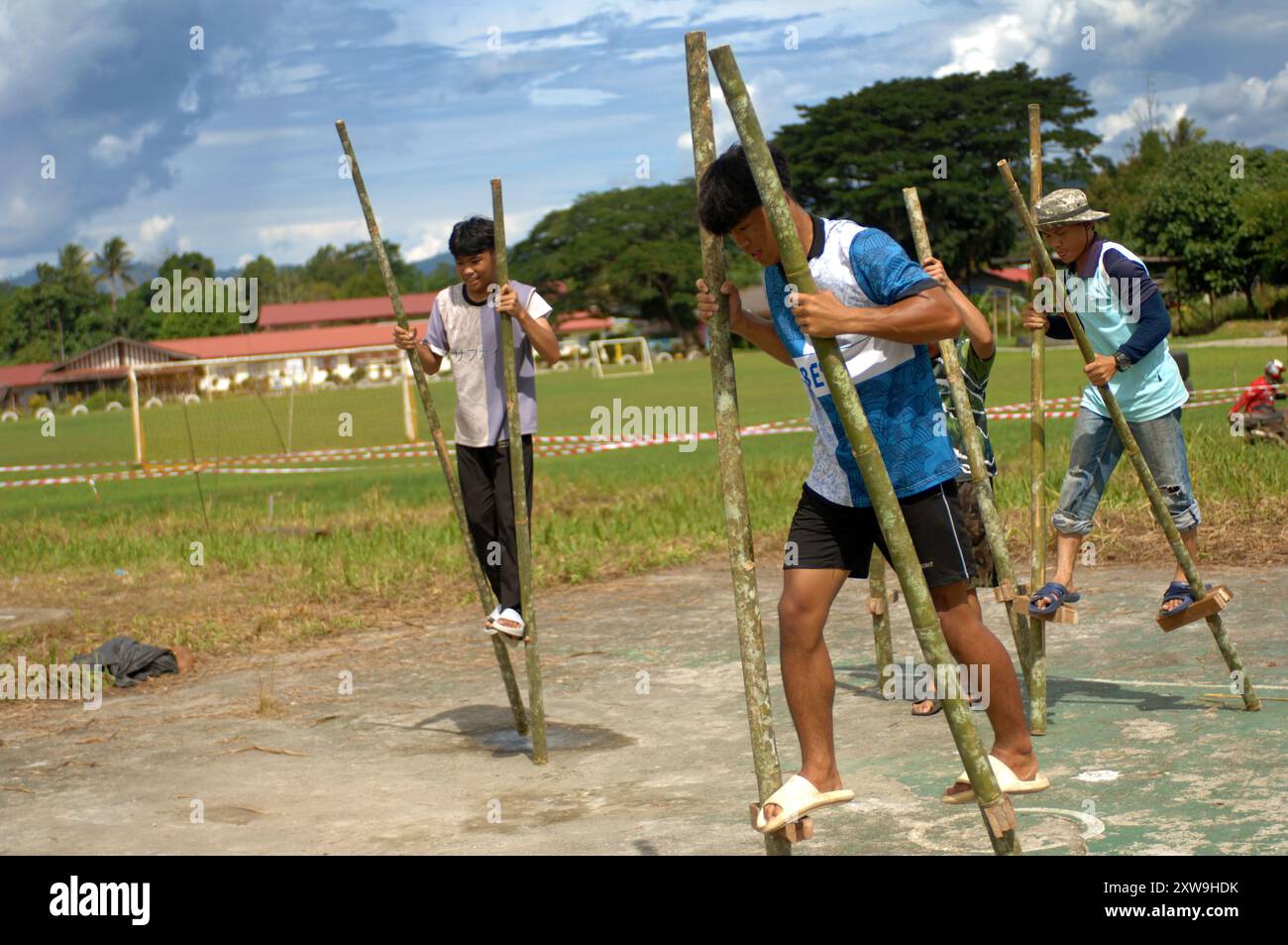 Stilt races ar local festival, Bongkud, Ranau, Sabah, Malaysia Stock ...