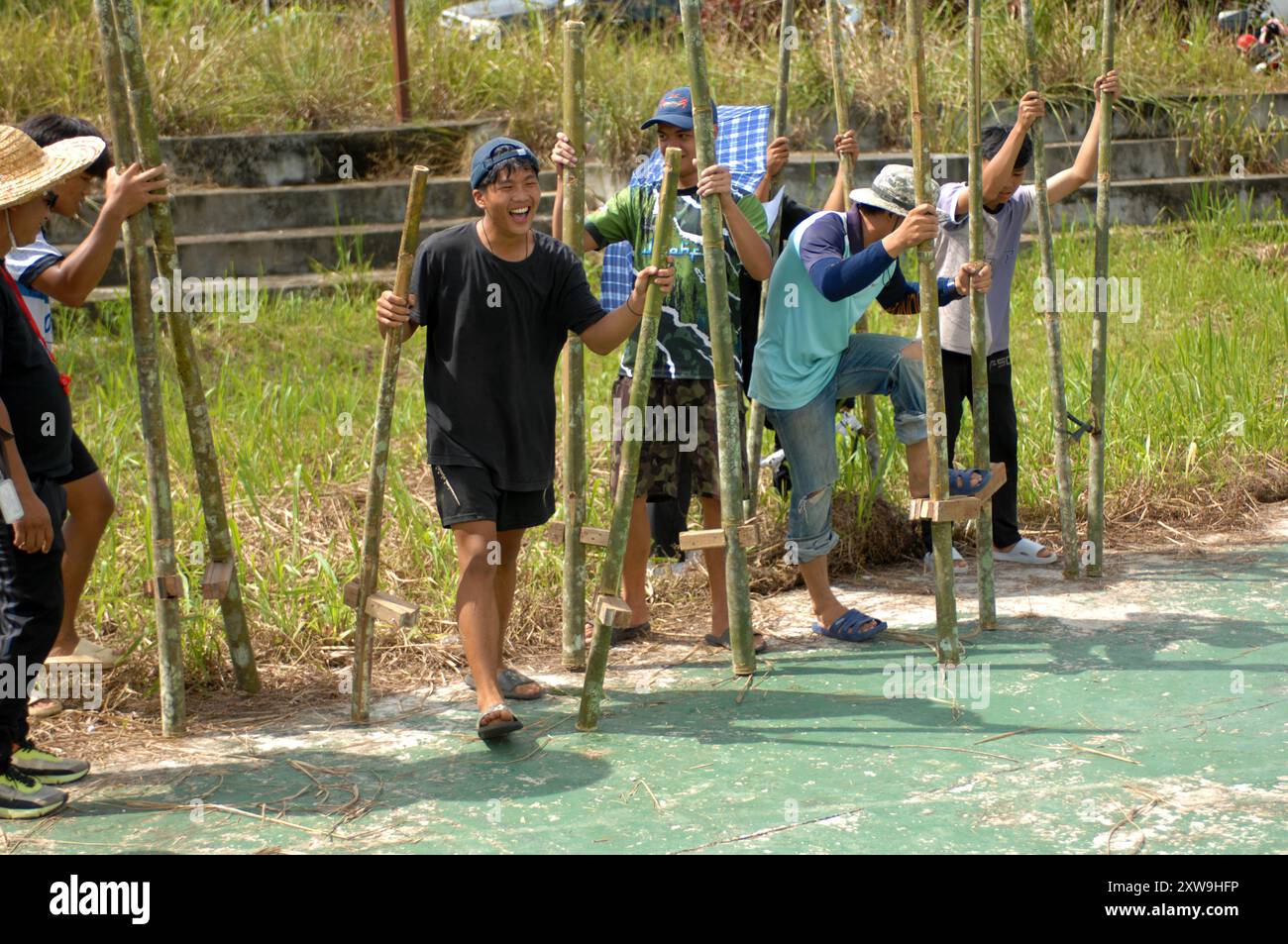 Stilt races ar local festival, Bongkud, Ranau, Sabah, Malaysia Stock ...