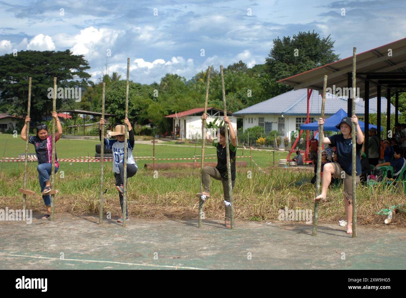 Stilt races ar local festival, Bongkud, Ranau, Sabah, Malaysia Stock ...