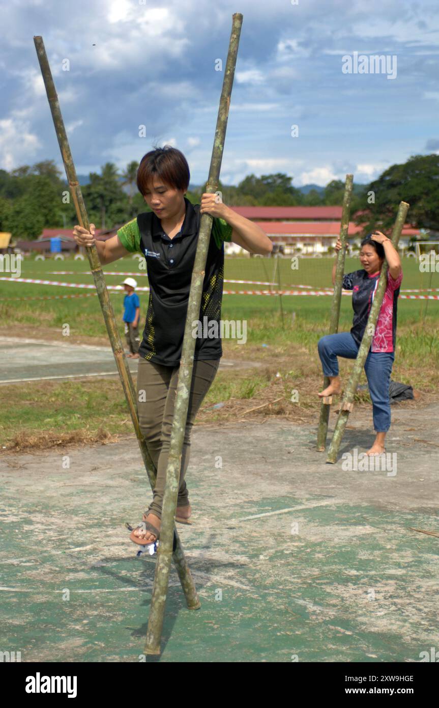 Stilt races ar local festival, Bongkud, Ranau, Sabah, Malaysia Stock ...