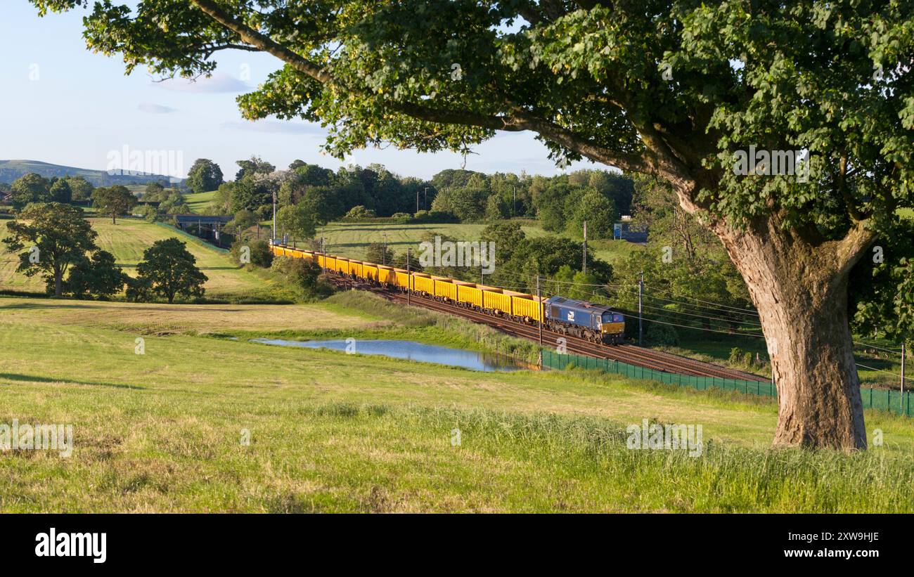 DRS class 66 diesel locomotive on the west coast mainline hauling a ...