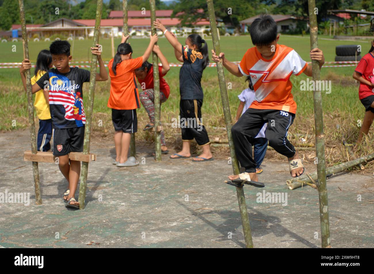 Stilt races ar local festival, Bongkud, Ranau, Sabah, Malaysia Stock ...