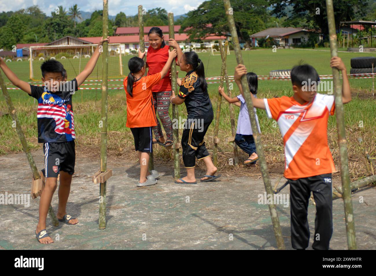 Stilt races ar local festival, Bongkud, Ranau, Sabah, Malaysia Stock ...