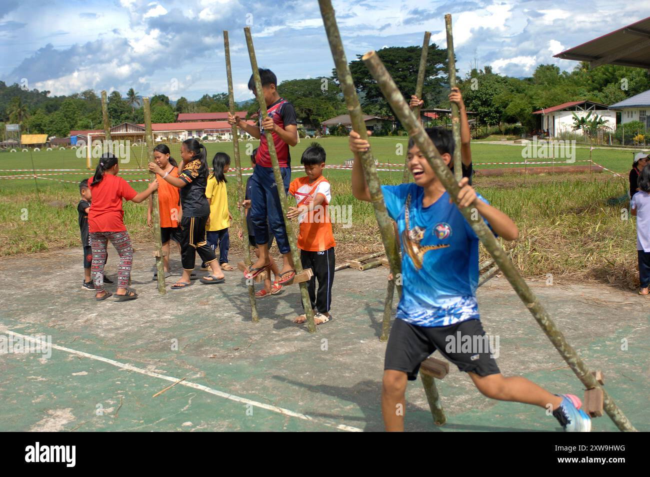 Stilt races ar local festival, Bongkud, Ranau, Sabah, Malaysia Stock ...