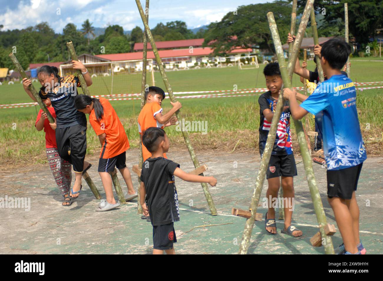 Stilt races ar local festival, Bongkud, Ranau, Sabah, Malaysia Stock ...