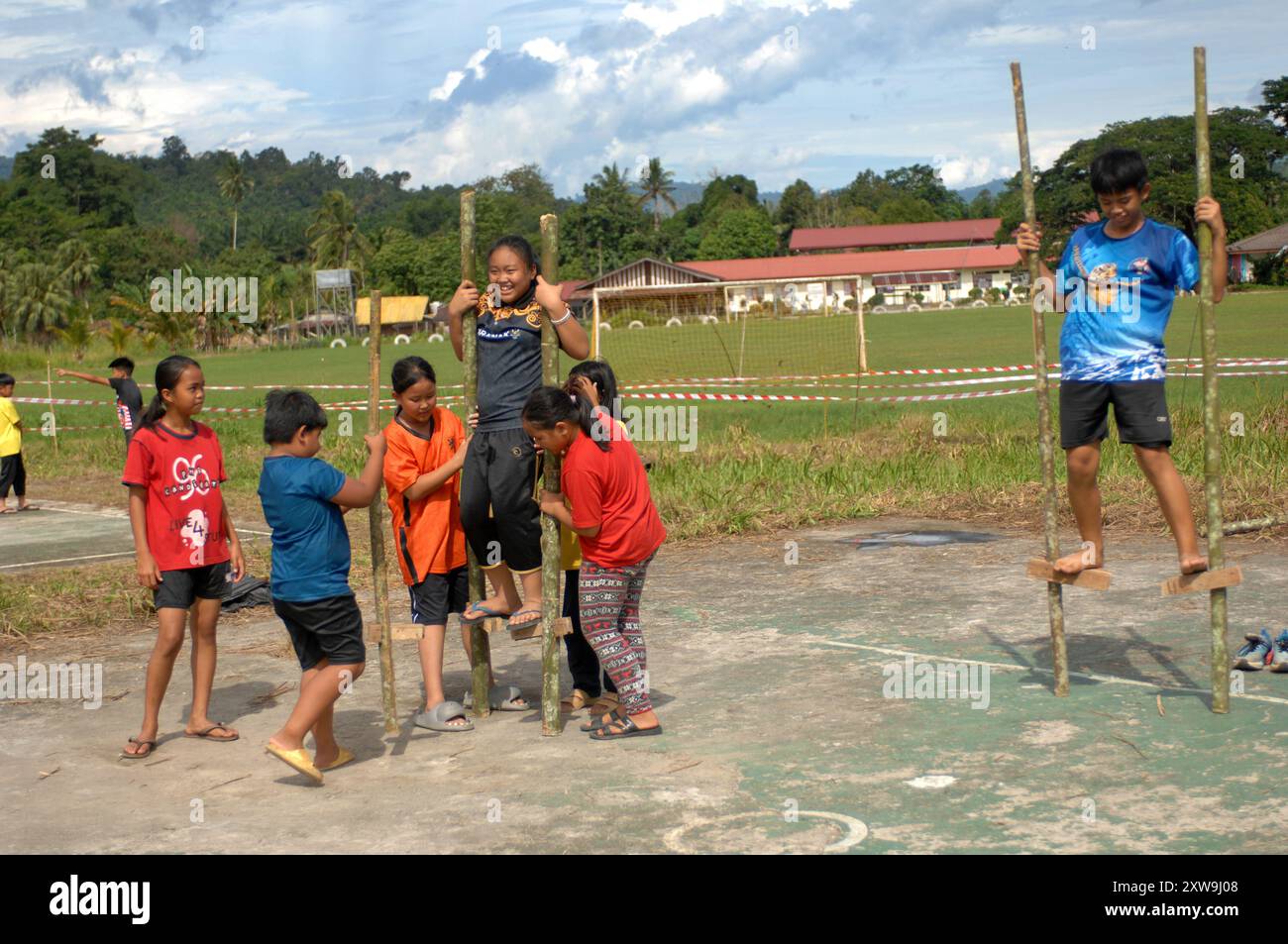 Stilt races ar local festival, Bongkud, Ranau, Sabah, Malaysia Stock ...