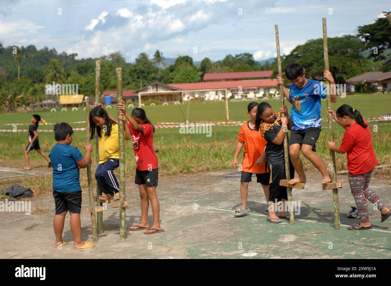 Stilt races ar local festival, Bongkud, Ranau, Sabah, Malaysia Stock ...