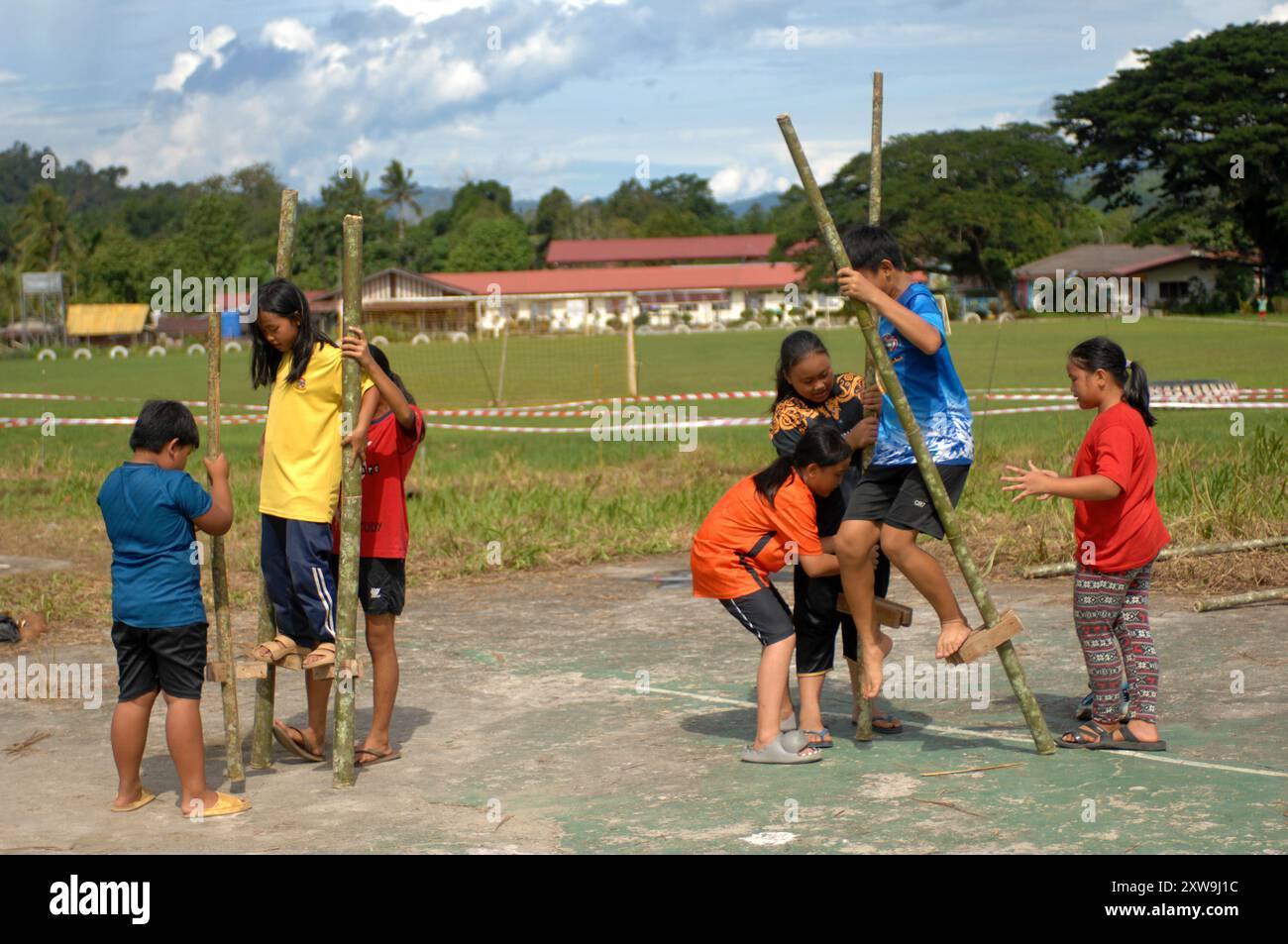 Stilt races ar local festival, Bongkud, Ranau, Sabah, Malaysia Stock ...