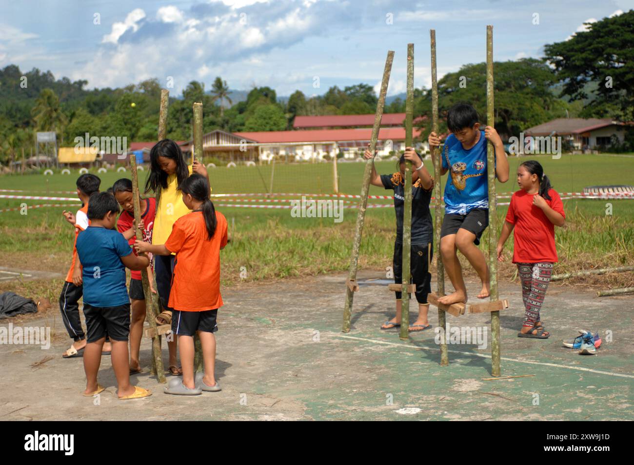 Stilt races ar local festival, Bongkud, Ranau, Sabah, Malaysia Stock ...