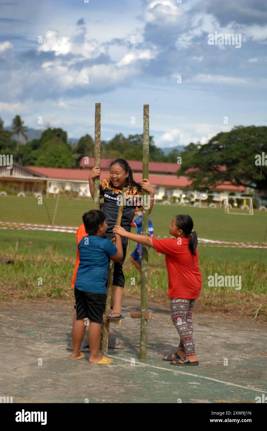 Stilt races ar local festival, Bongkud, Ranau, Sabah, Malaysia Stock ...
