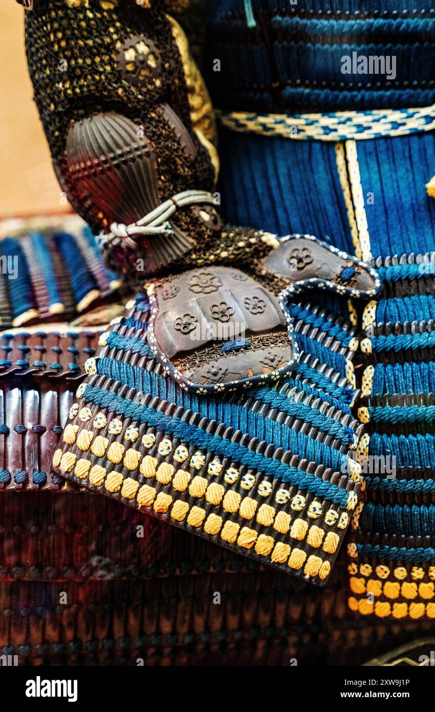 Detail of a colorful samurai armor from the Edo period, displayed in ...