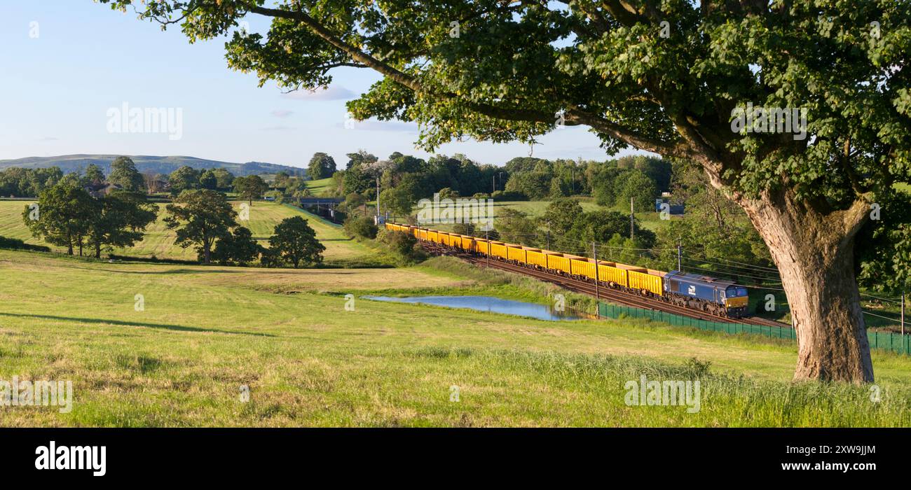 DRS class 66 diesel locomotive on the west coast mainline hauling a ...