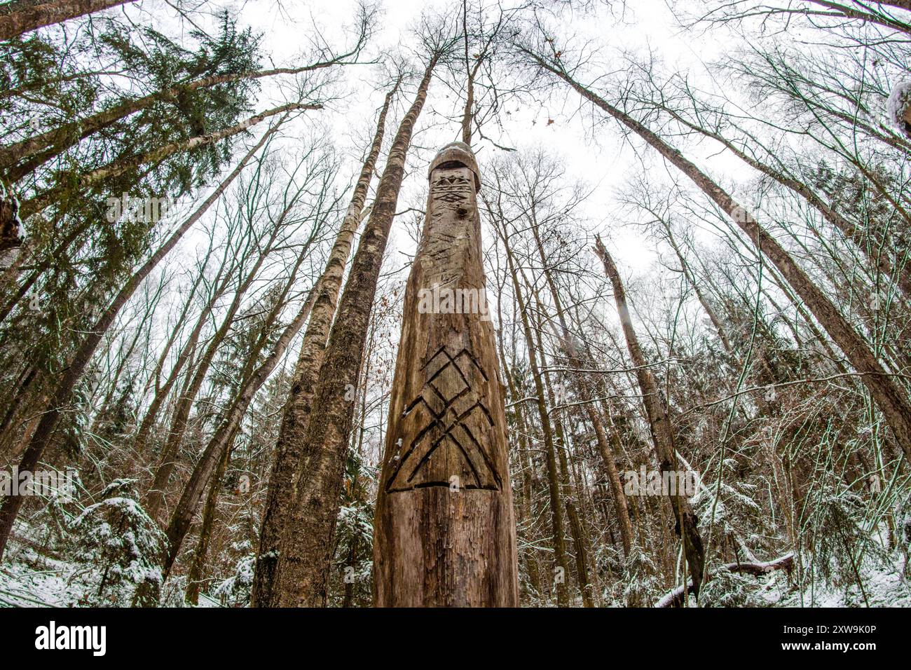 Makosh - Slavic pagan idol on the forest temple. Kaluzhskiy region ...
