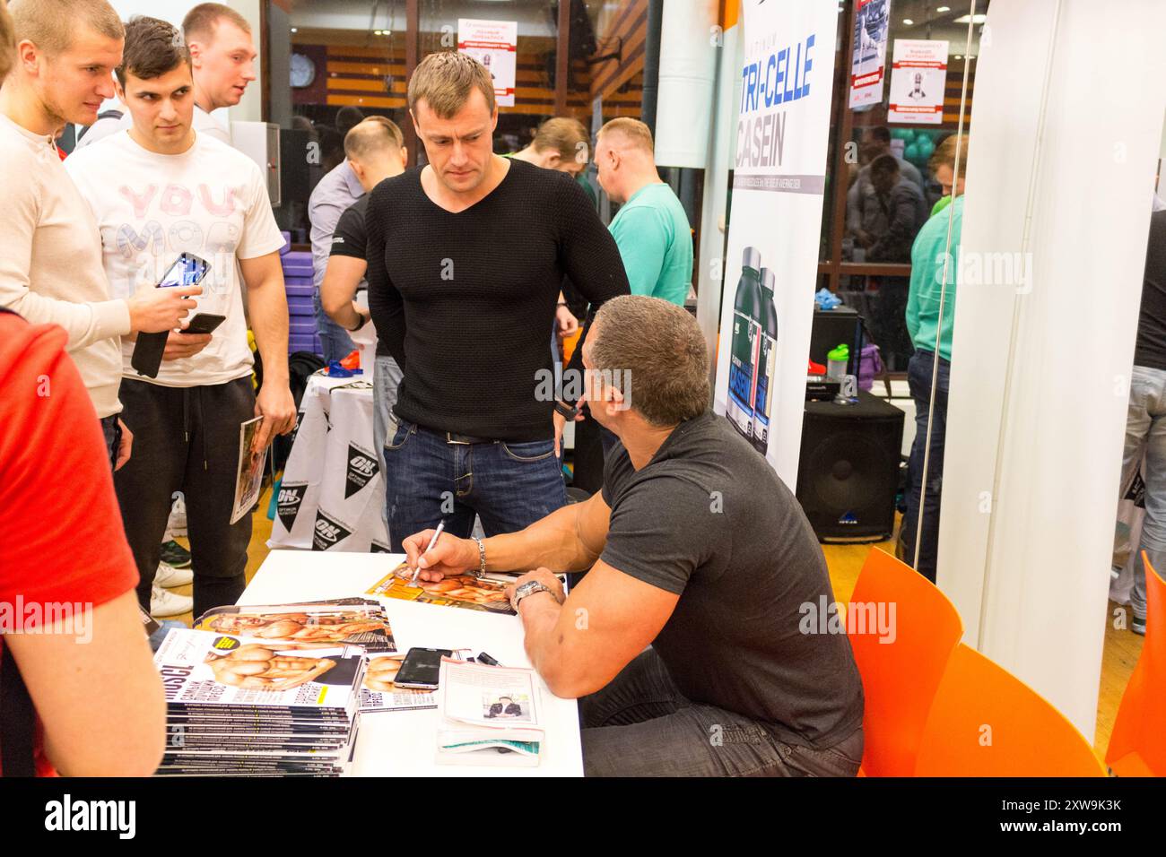 Obninsk, Russia - October 2015: Lecture on sports nutrition of the ...