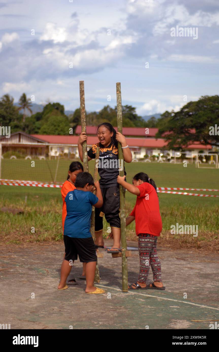 Stilt races ar local festival, Bongkud, Ranau, Sabah, Malaysia Stock ...
