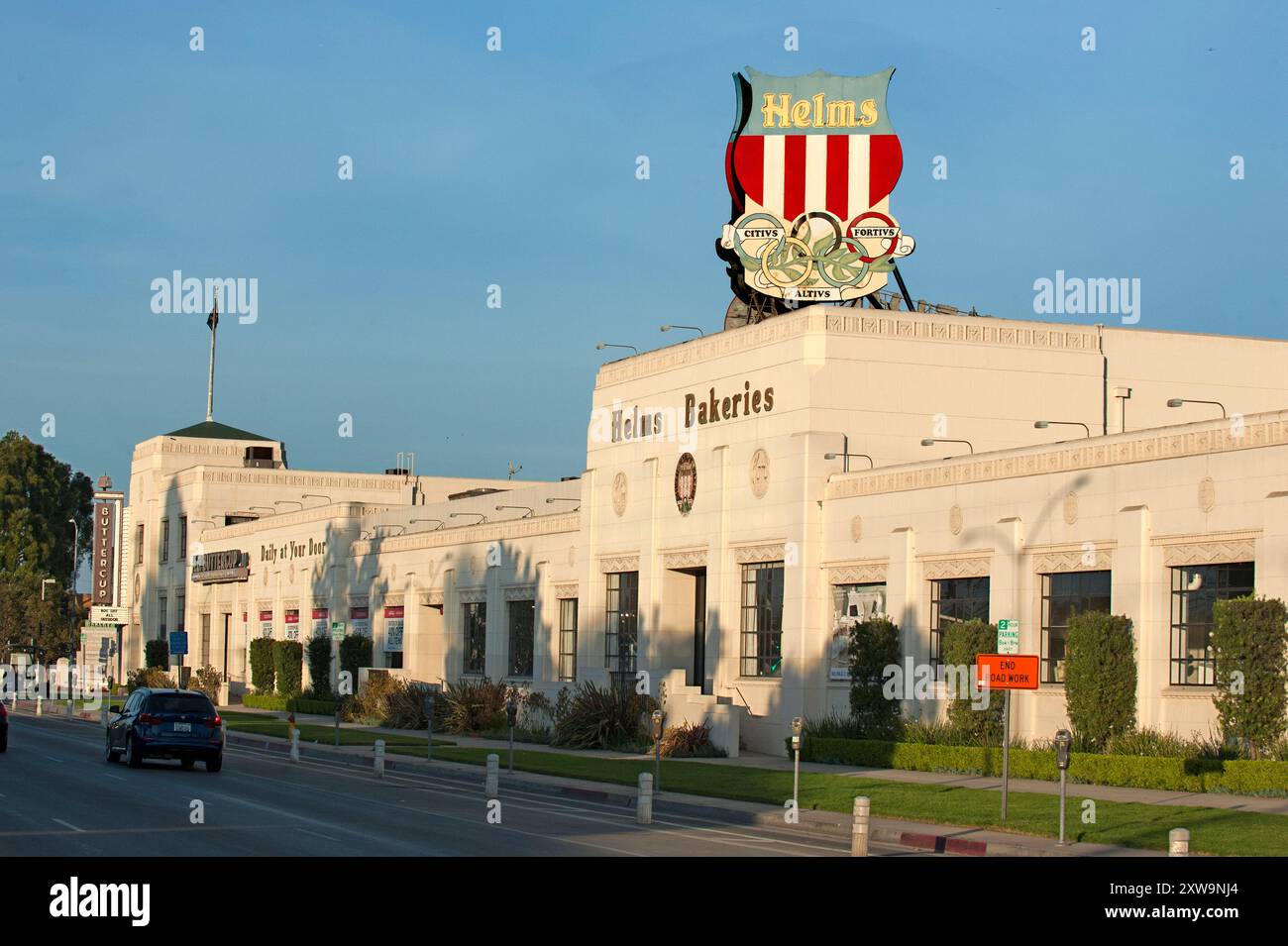 Helms, bakery, building, sign, art deco, 1930s, vintage, historic ...