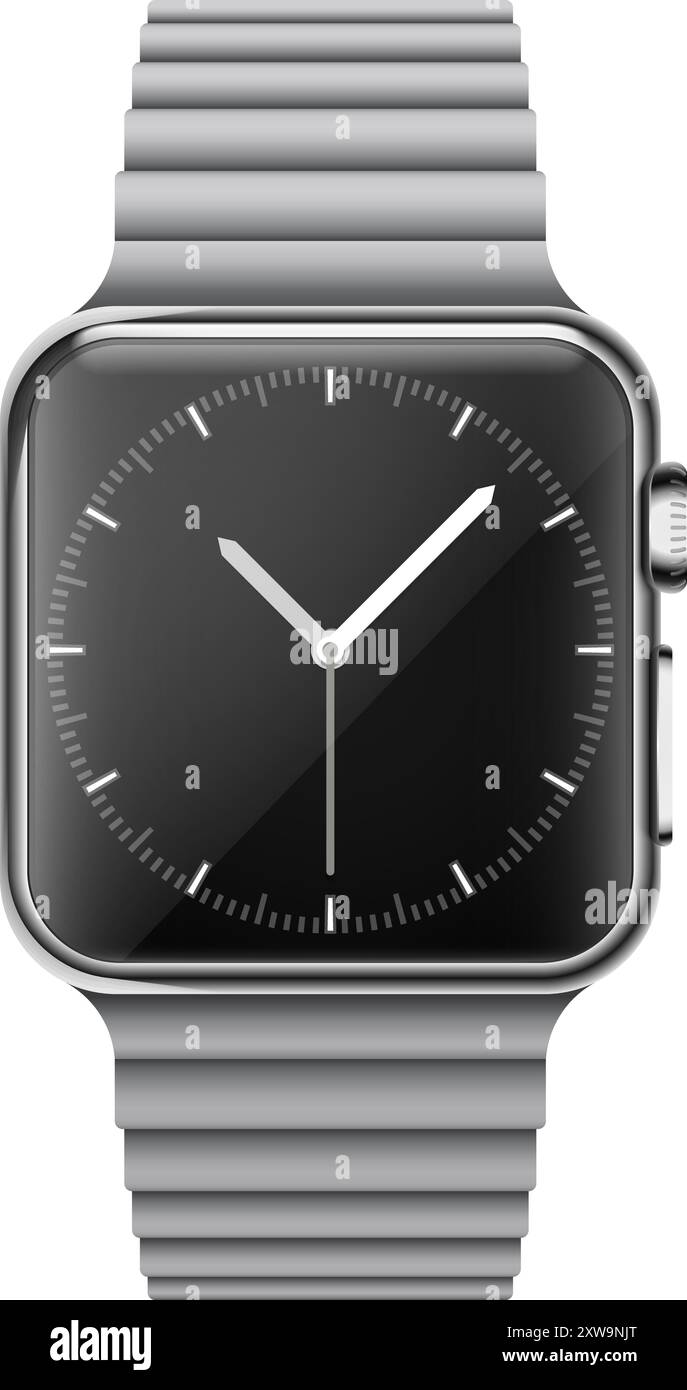 Black wrist watch. Realistic male hand clock Stock Vector Image & Art ...