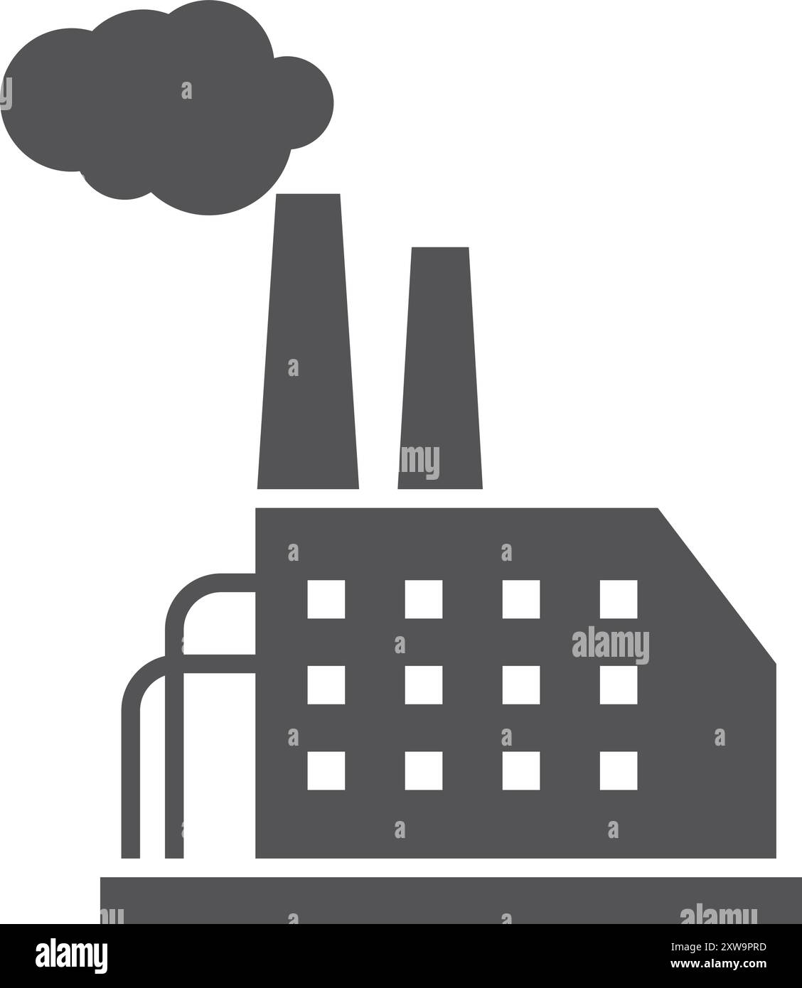 Manufacturing building black icon. Industrial architecture facade Stock ...