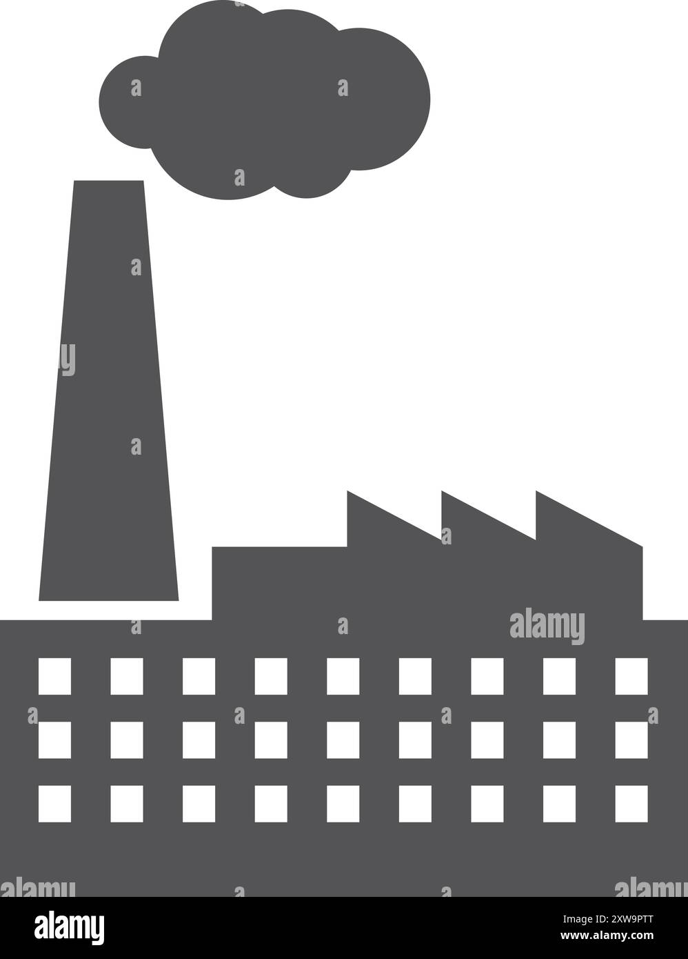 Factory icon. Black industrial building with air pollution pipes Stock ...