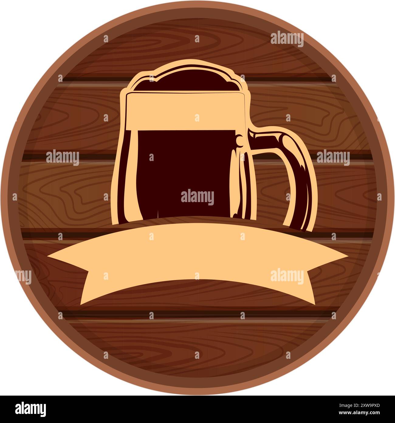 Beer cask signboard. Wooden texture round sign Stock Vector Image & Art ...