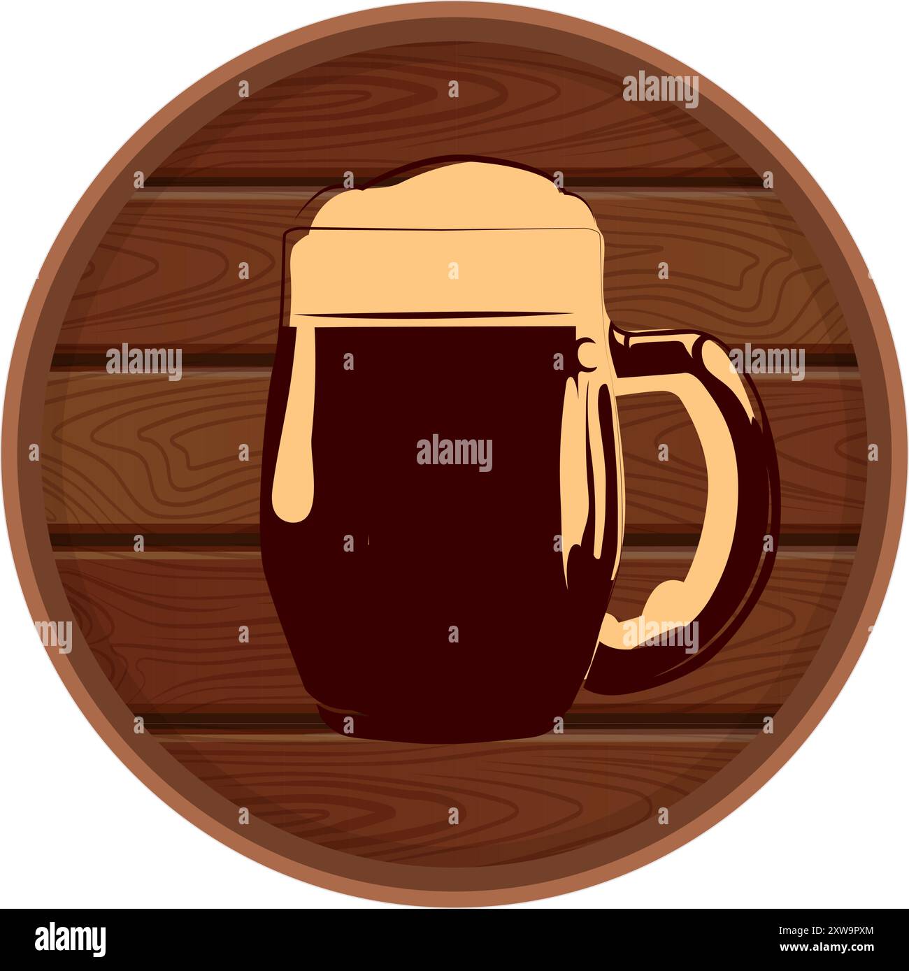 Wooden board beer sign. Round barrel label Stock Vector Image & Art - Alamy