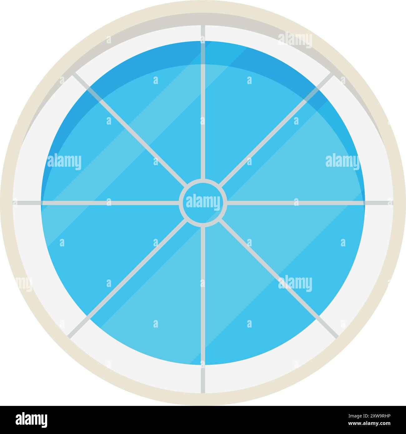 Round window frame with clean glass. Cartoon exterior element Stock ...