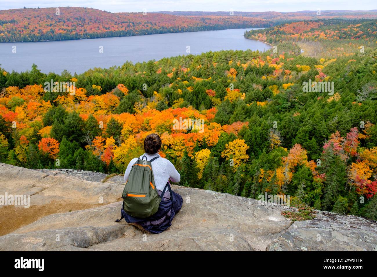 People, girl hiker, Canadian shield, Rock Lake, Booth's Rock Trail ...