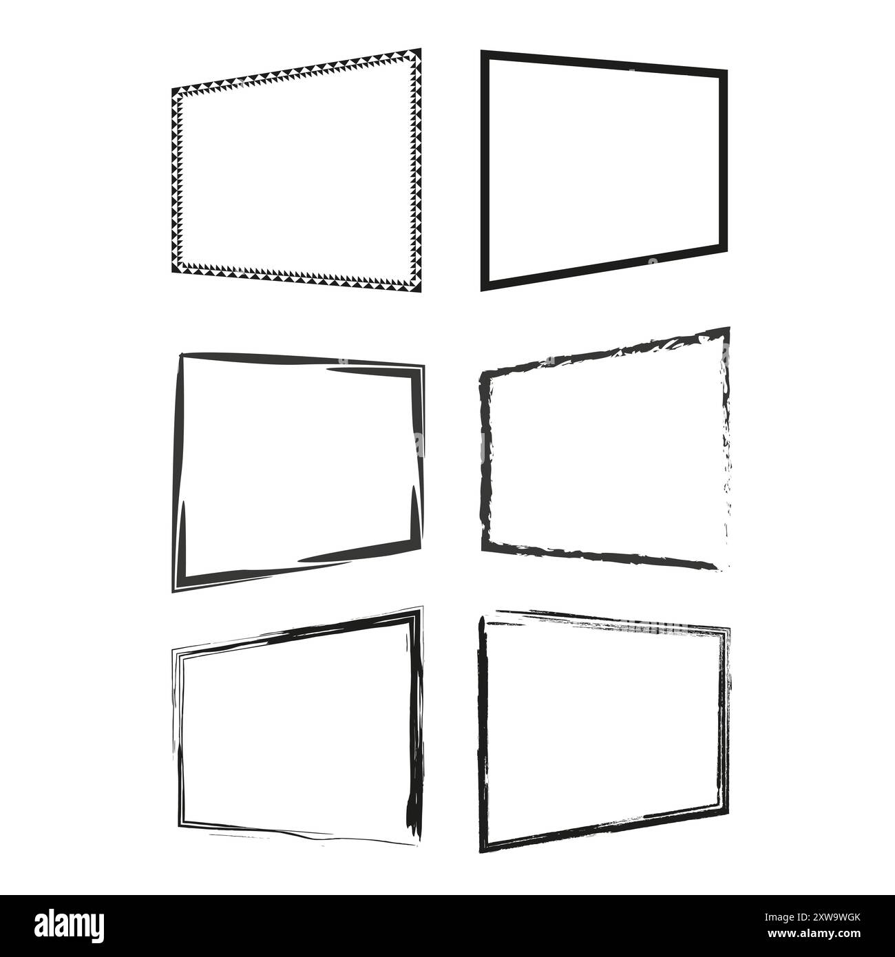 Set of decorative frame icons. Six different rectangular designs ...