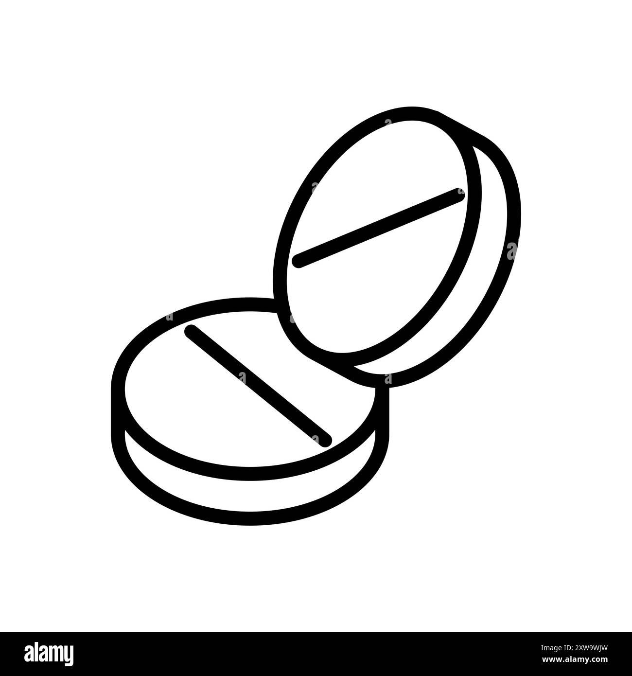 Two pill icons. Minimal black outline. Simple medical symbol. Isolated ...
