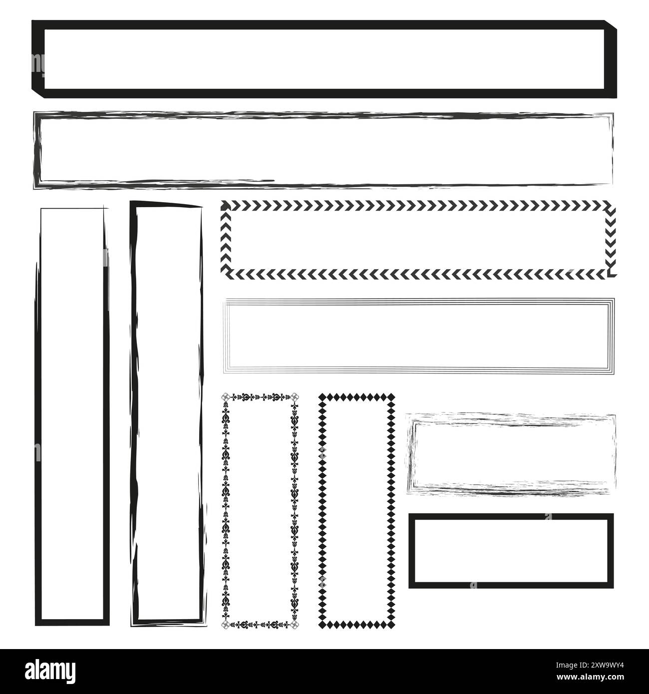 Rectangle frame set. Black and white borders. Vector illustration ...
