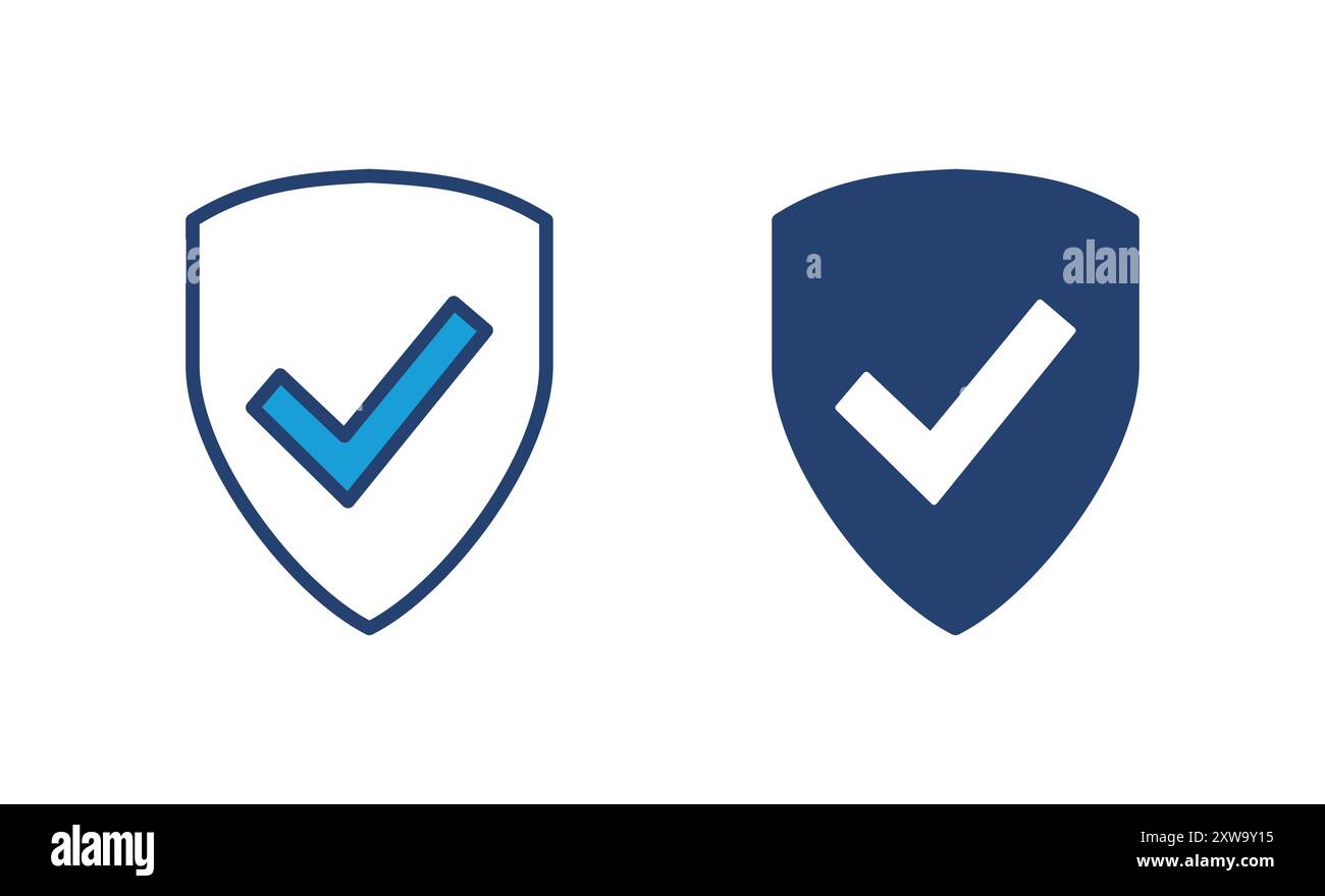 Shield check mark icon vector. Protection approve sign. Safe icon ...