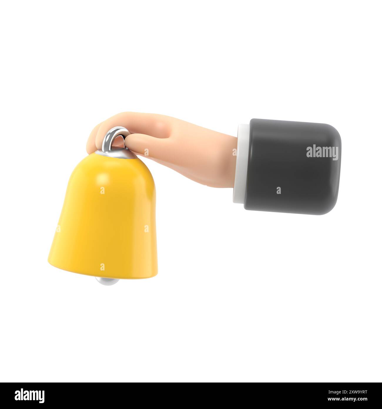 Cartoon Gesture Icon Mockup.Cartoon hand holding bell.3D rendering on ...