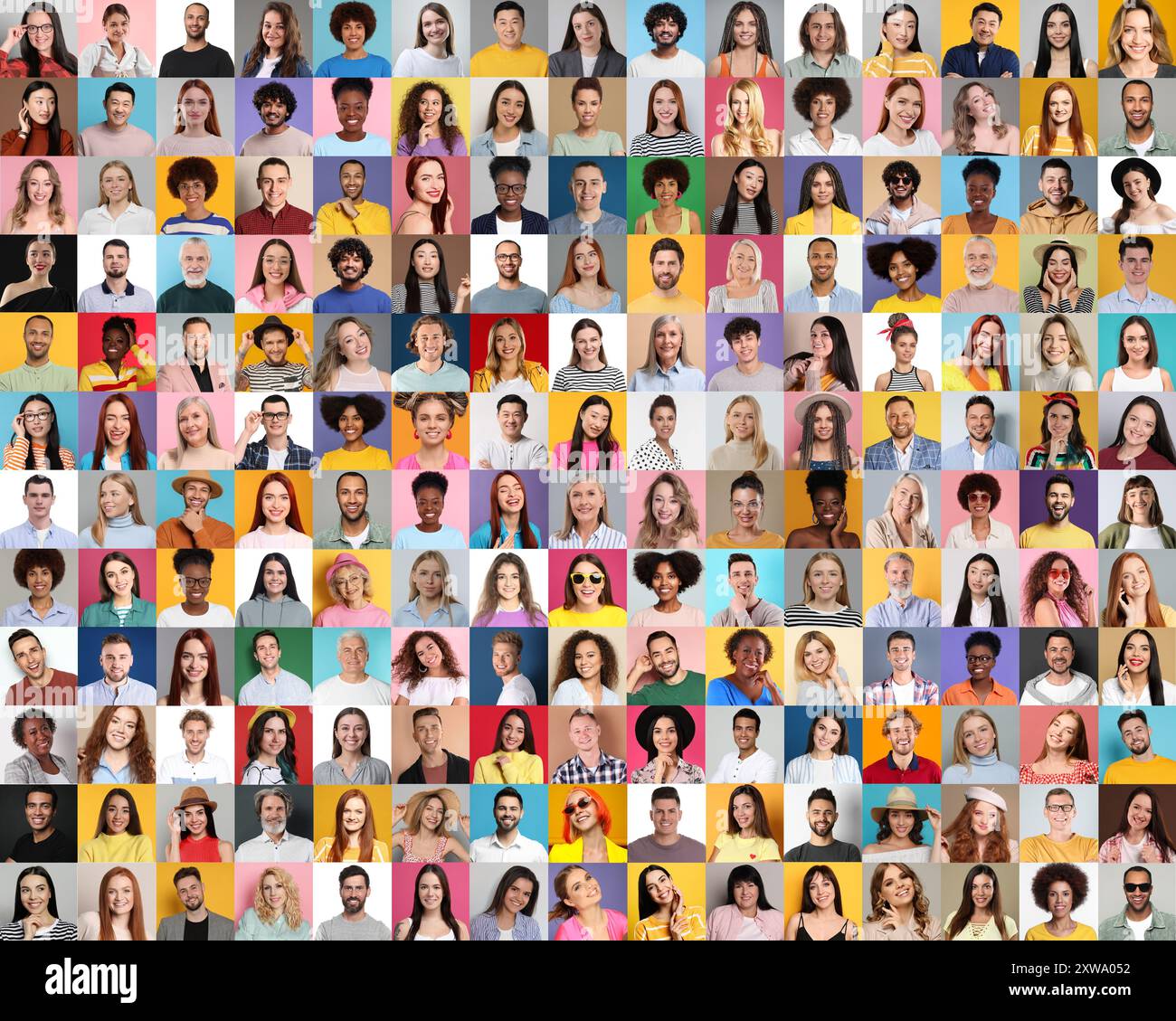 Many people of different races and ages. Collage of portraits Stock ...