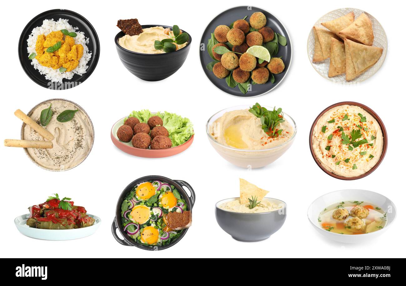 Hummus, samosas, falafel balls, sarma, matzo balls, shakshuka and rice ...