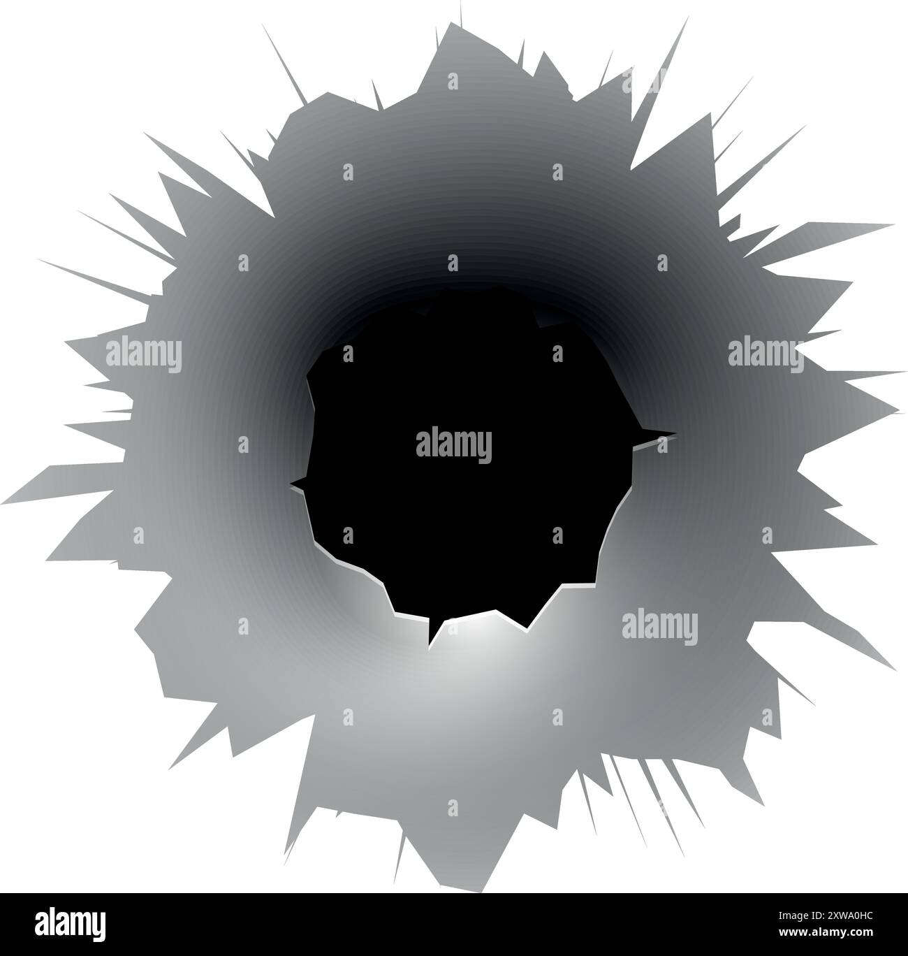 Realistic gunshot hole. Bullet destruction ragged mockup Stock Vector ...
