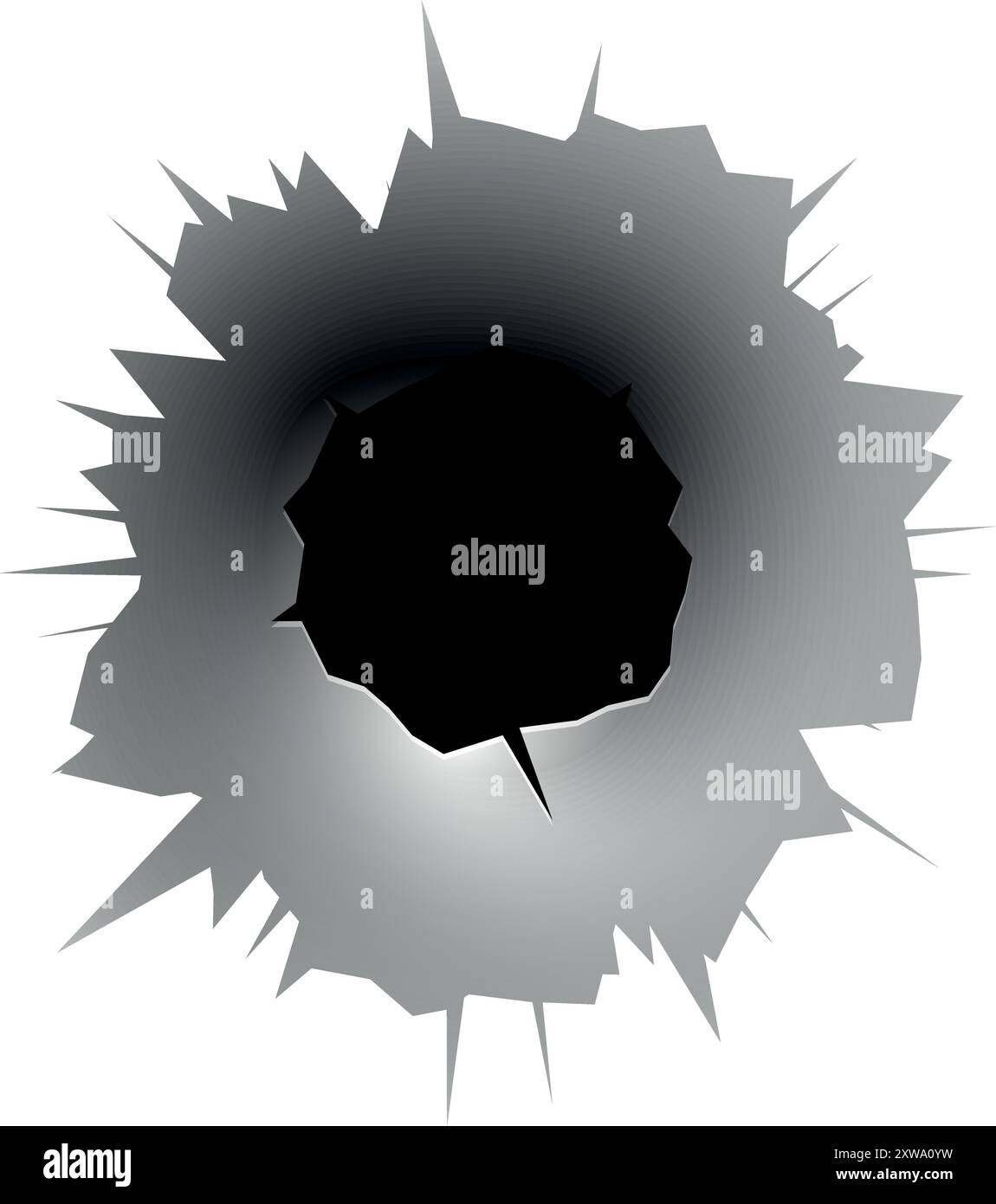 Cracked surface hole. Round damage. Gunshot mark Stock Vector Image ...