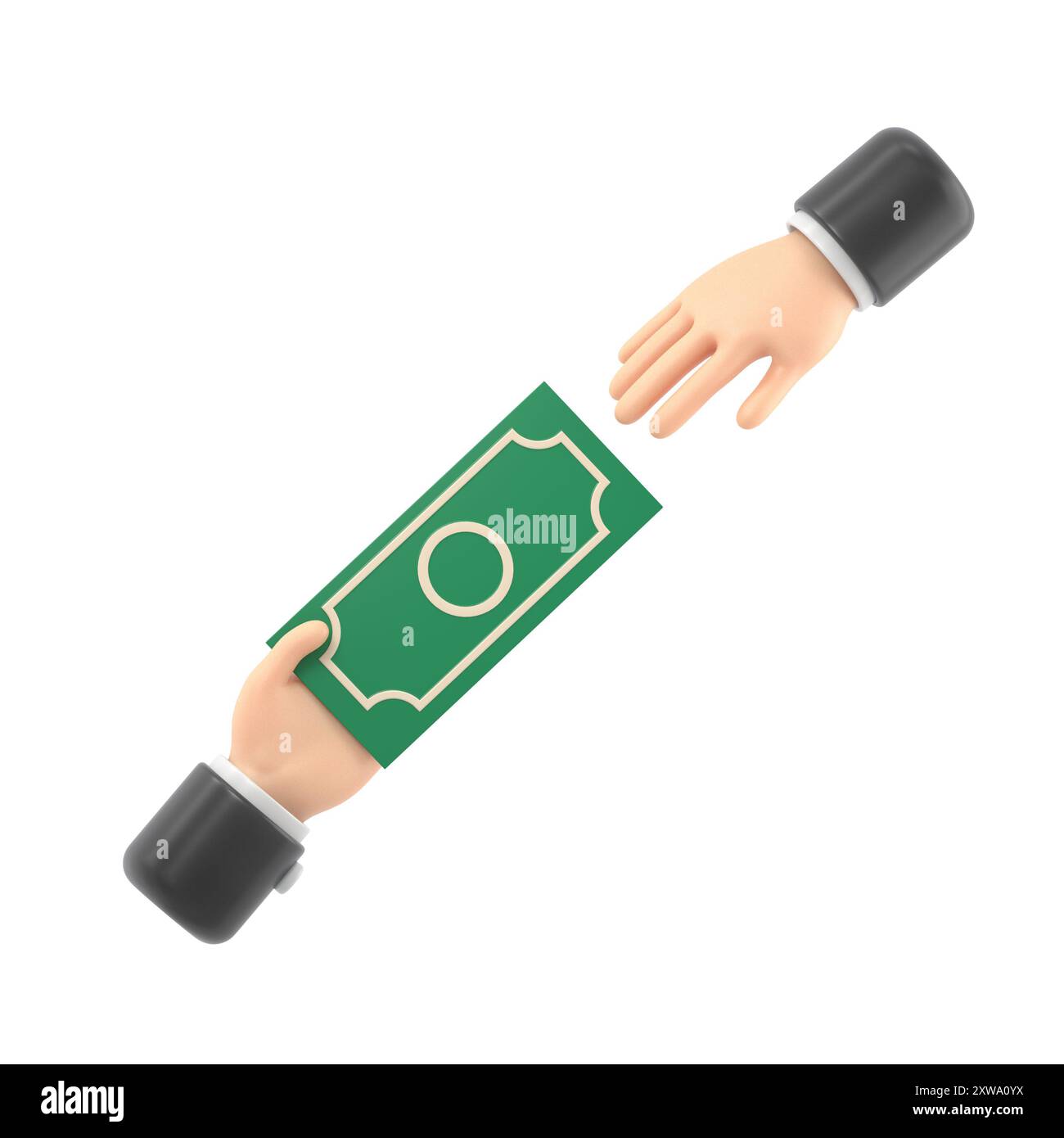 Cartoon Gesture Icon Mockup.Two cartoon businessman hands,giving money ...