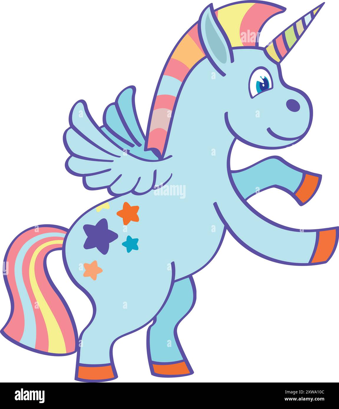 Fantasy unicorn character. Cute magic animal drawing Stock Vector Image ...