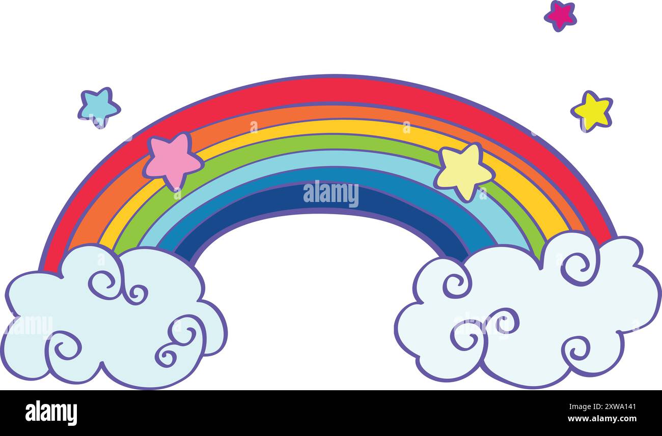 Rainbow color doodle. Fairytale miracle. Magic dream Stock Vector Image ...