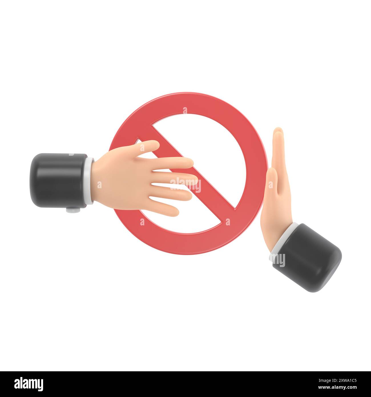 Do not contact. No handshake icon. Red prohibition sign. Precautions ...