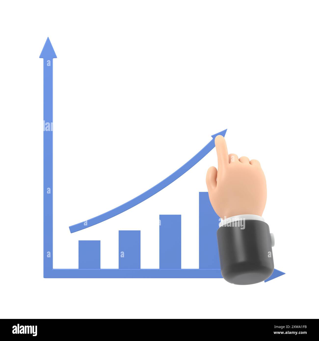 Cartoon Gesture Icon Mockup.Growth graph concept. Businessman draws a ...